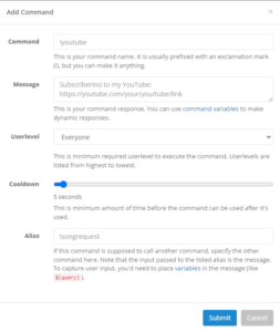 Nightbotのコマンドの使い方